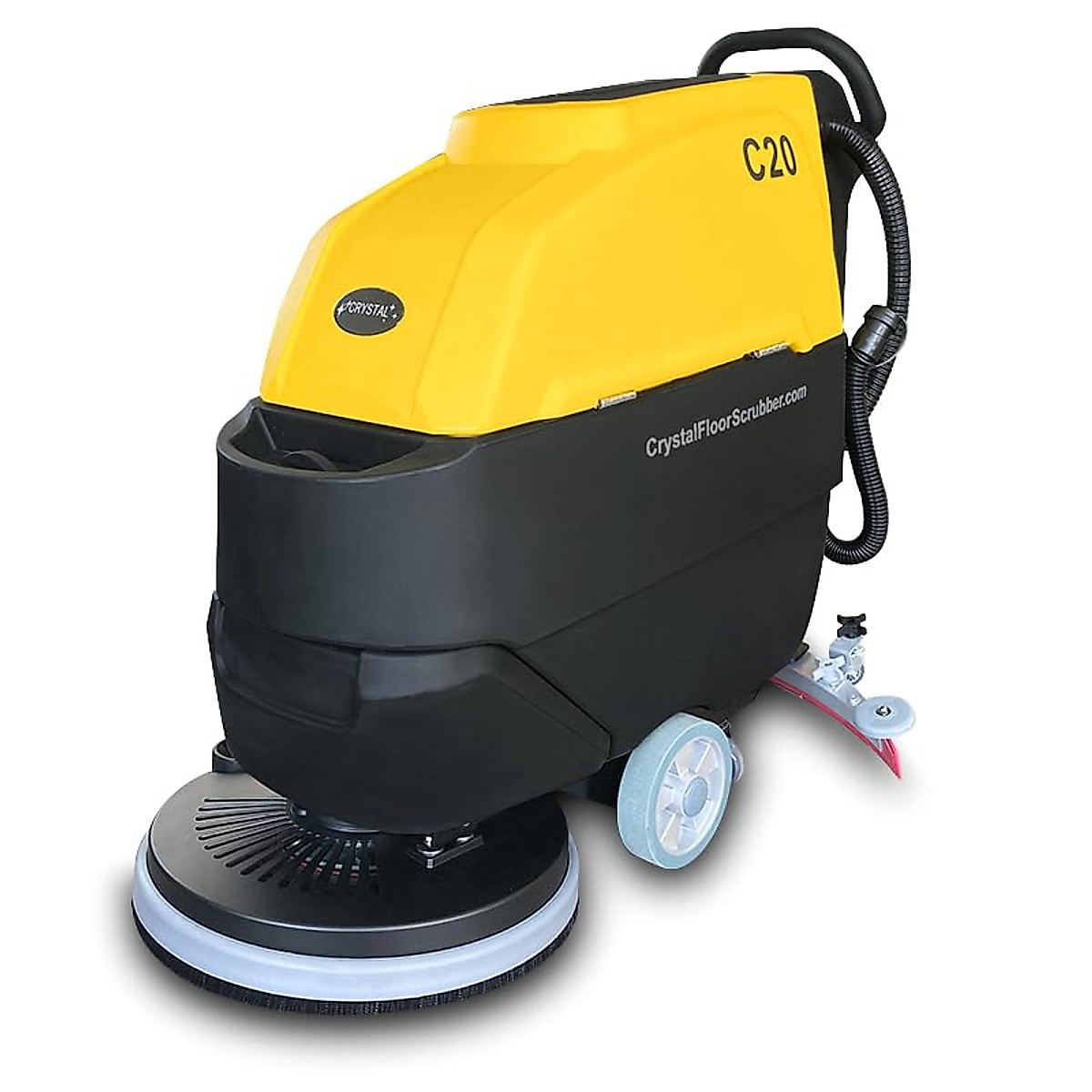 Battery Powered Floor Scrubber C20, 20.5" Brush, 31" Squeegee Width, 16 Gallon Recovery Tank, with Brush, red pad, pad Holder, 1 Set of Rubber