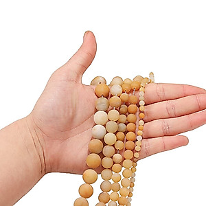 YU 1strand 4/6/8/10/12mm Yellow Matte River Stone Natural Stone Round Loose Spacer Beads for DIY Bracelet Jewelry Makings Supplies T314 (Color : Old Topaz, Item Diameter : 4mm)