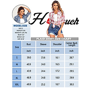 HOTOUCH Flannel Shirt for Women Long Sleeve Mid-Long Shirts with Pockets