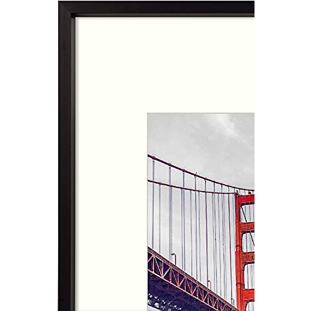 Frametory, 11x14 Aluminum Photo Frame with Ivory Color Mat for 8x10 Picture & Real Glass, Metal Picture Frame Collection (Black, 1-Pack)