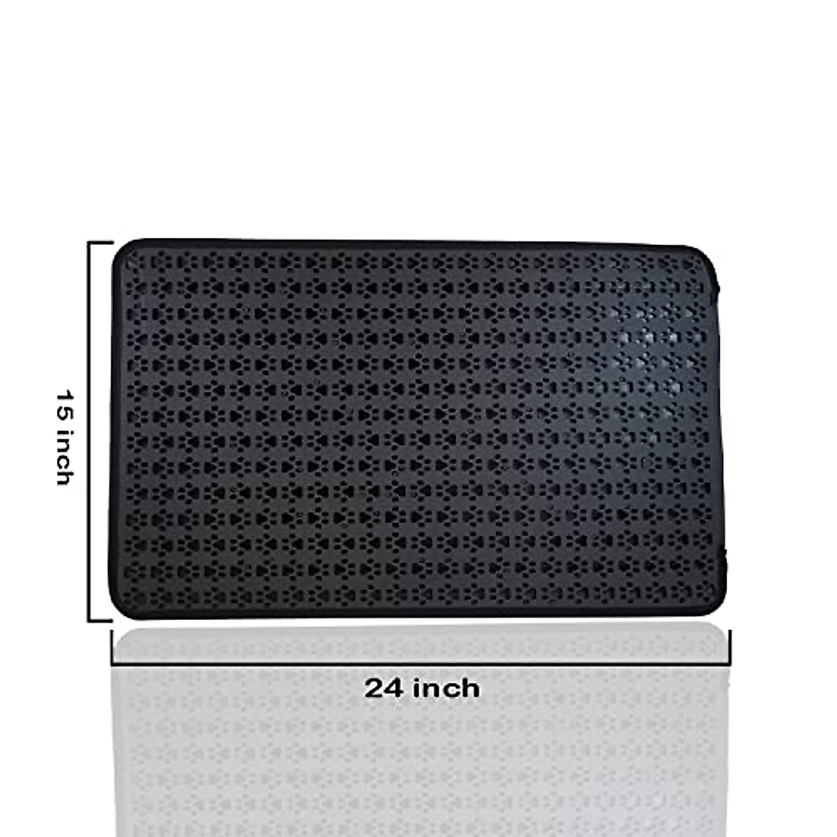 KAYOUBI Cat Litter Mat Litter Trapping Mat, Double-Layer Kitty Paw Design Mat, Waterproof, Easy to Clean, Non-Slip, Scatter Control, Sifting (Black)