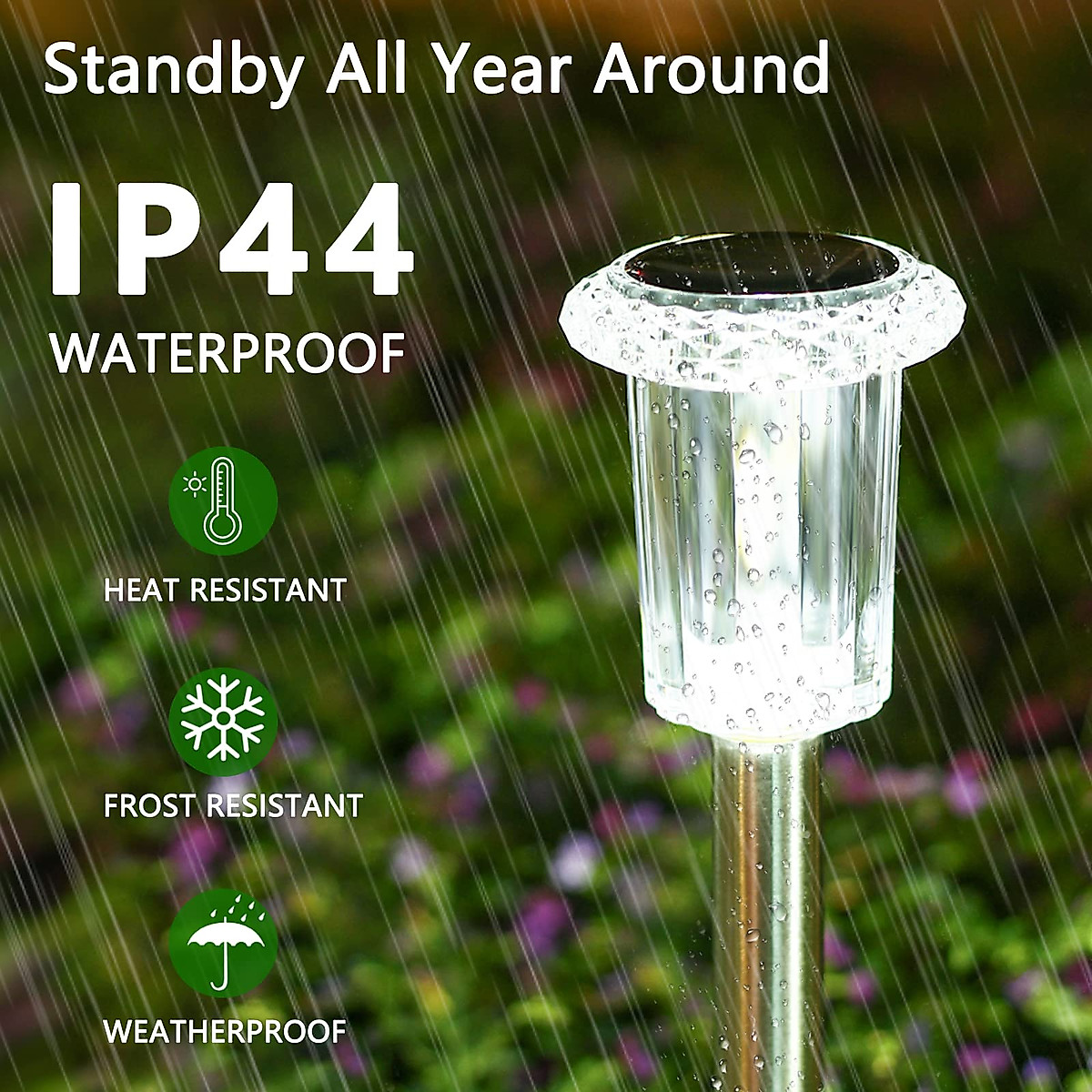 Greluna Solar Outdoor Lights 10 Pack, Waterproof Auto On/Off LED Solar Pathway Lights for Yard, Backyard, Lawn, Landscape Decor