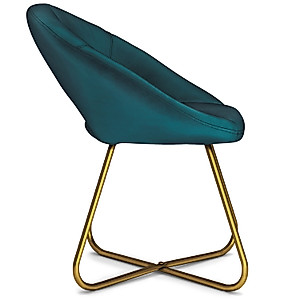 SIMPLIHOME Barrett 24 Inch Wide Mid Century Modern Accent Chair in Teal Velvet Fabric, For the Living and Family Room