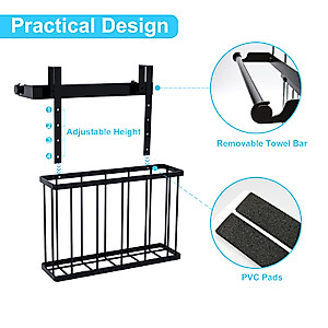 VANMEE 2 Pack Cabinet Door Organizer, Over The Cabinet Door Organizer/Towel Bar or Paper Towel Holder, Bathroom Kitchen Cabinet Door Storage for Cutting Board, Bakeware Pan, Plastic Wrap