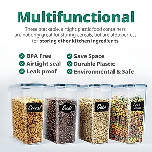 SirContainers Cereal Containers Storage - 4 Pack Airtight Food Storage Containers Large Cereal Dispenser 4 Liter Plastic Storage Containers with Lids
