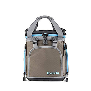 Grizzly Drifter 12+ | 12 qt Flip-top Soft Cooler Bag | Ice Chest for Beach Boat Camping Car Fishing Golf Hiking Hunting Lunch Picnic | Lightweight Portable Insulated Waterproof | Moss/Gray/Cyan