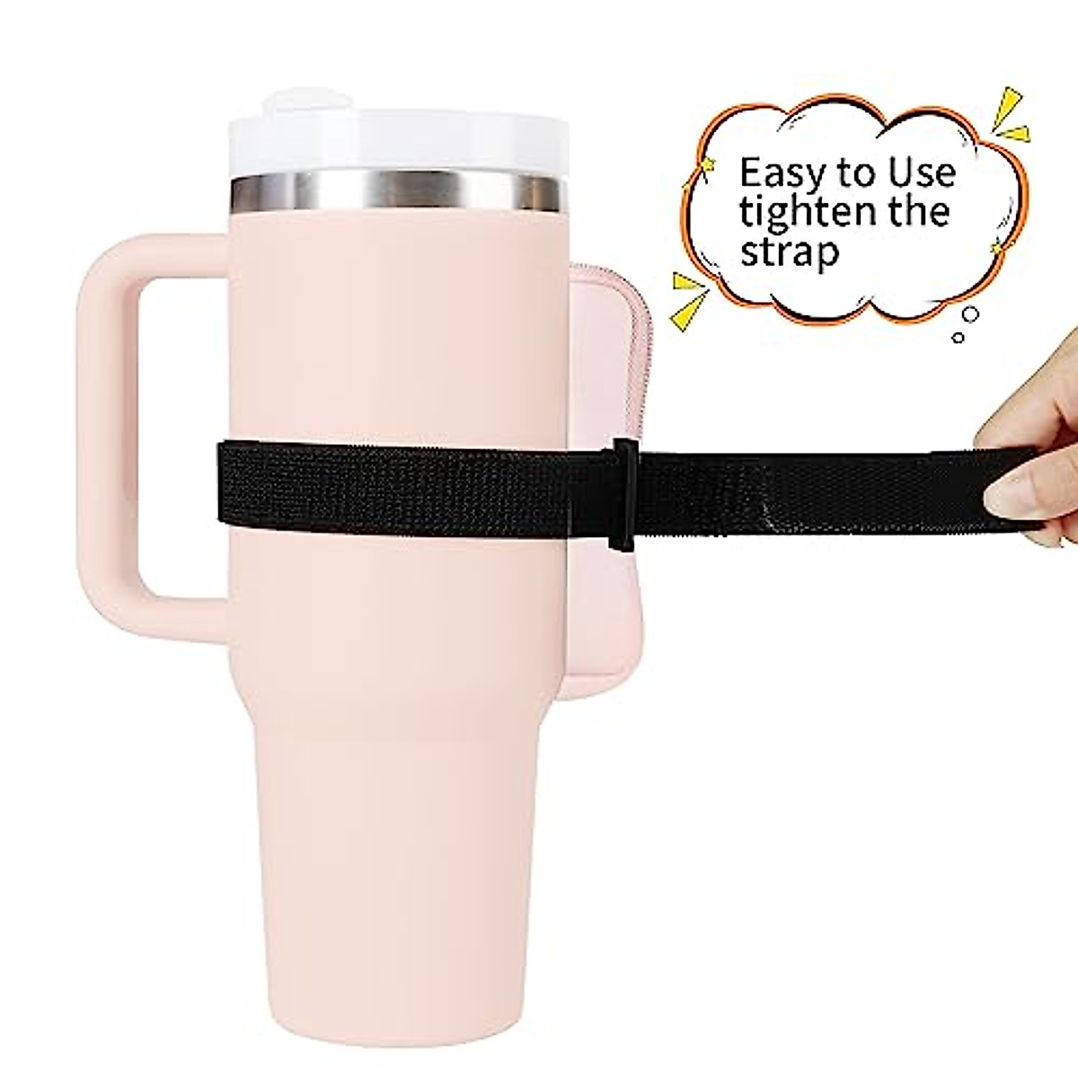 Towsnails Water Bottle Pouch for Stanley Quencher Adventure 20-40oz, Gym Tumbler Accessories for Women Men for Running, Workout Water Bottle Handheld Caddy Compatible with Stanley Tumbler-Pink