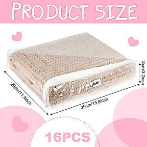 16 Pcs Clear Vinyl Storage Bags with Zipper, Sweater Plastic Storage Bags,Blankets Storage Bags,14 x 11x 3 Inch, Waterproof Organizer for Clothes, Bed Sheet, Throws Pillows, Multi-Purpose