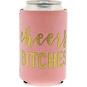 12 oz Cheers Bitches Neoprene Can Cooler Sleeves for Soda, Beer, Beverages (3 Pack)