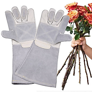 JunJia Leather Made Thorn Proof Gardening Gloves for Men and Women, Gloves as Safety Work Gloves, Garden Gloves and Gifts for Ladies for Yard Work, Construction, Warehouse