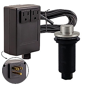 Westbrass ASB-2RB3-20 Sink Top Waste Disposal Air Switch and Dual Outlet Control Box, Raised Button, Stainless Steel