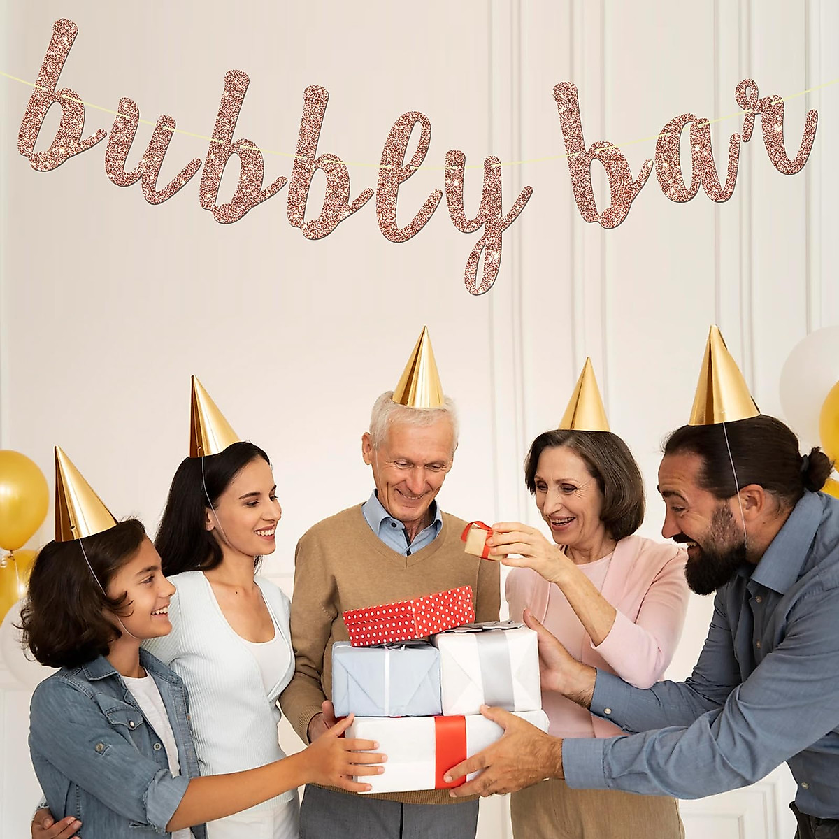 Rose Gold Bubbly Bar Banner - Bachelorette / Bridal Shower / Engagement / Baby Shower / Mimosa Bar Party Decorations