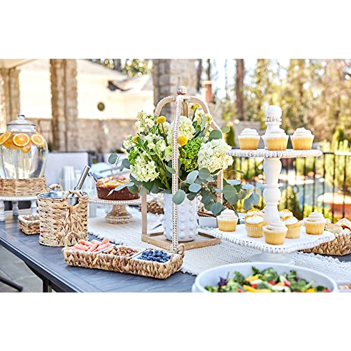 Mud Pie Water Hyacinth Ice Bucket Set, Bucket 8.5" x 7.5" Dia | Scoop 8.75"