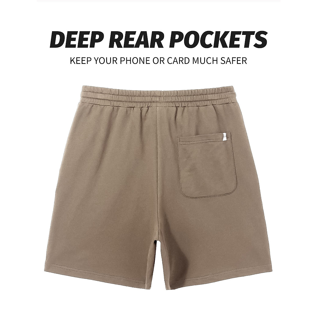 Pioneer Camp Sweat Shorts for Men 5 Inch Inseam Shorts Athletic Gym Workout Casual Cotton Shorts for Running Pajama Lounge Summer Shorts(Khaki,XL)