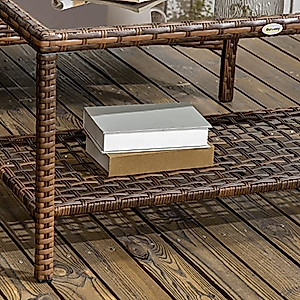 Outsunny 4 Piece PE Wicker Patio Furniture Set, Conversation Set with 2 360° Swivel Rocking Armchairs, 1 Loveseat Sofa, Thick Cushions and Glass Table Top Table, Gray