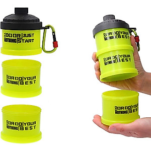 SPEQT Protein Powder Stackable Container To Go,with Top Cap Funnel for Water Bottle,Twist Lock Portable Supplement Organize Storage Dispenser for Pre/Post Workout,Fitness,Travel,Gym