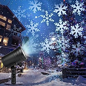 Christmas Projector Lights, Snowfall Snowflakes Christmas Lights, Christmas Projection Lights Outdoor Patio Garden Decorative LED Projector Light for Christmas Xmas Holiday Party Birthday Stage