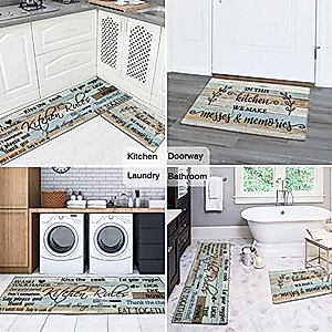 Znutrce Farmhouse Kitchen Mats for Floor Set of 2, Mats for Kitchen Floor, Comfort Standing Kitchen Rugs and Mat, Non-Slip Washable Rug, 17'' X 47'' + 17'' X 30''