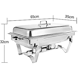 UZOURI Stainless Steel Chafing Dish Set Buffet Silver Catering Warmer Set, Rectangle Chafing Dish Set, for Buffet Catering Kitchen Party(Size:11L) (11L)
