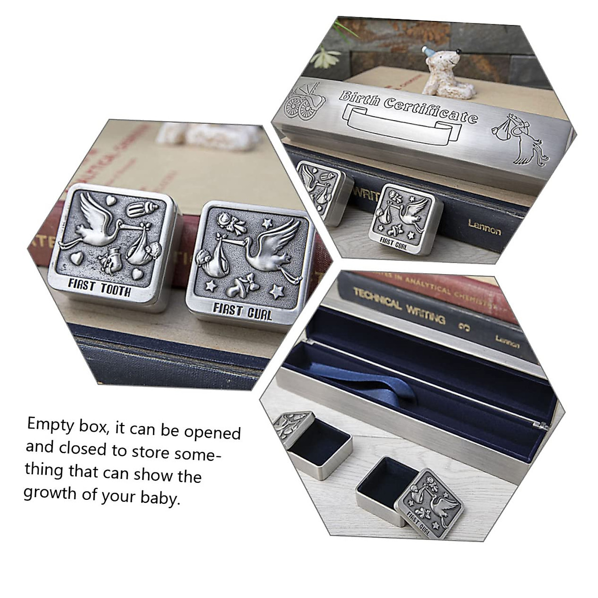 Kisangel 1 Set Box Fetal Hair Container Kickstand First Keepsakes Boxes Retro Keepsake Tin Tooth Holder Teeth Fairy Containter Fetal Hair Case Child Metal Zinc Alloy