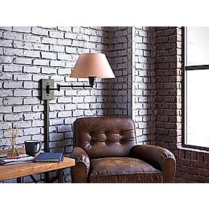 Kenroy Home 30110BLKP Simplicity Wall Swing Arm Lamp with Matte Black Finish, Modern Style, 14" Height, 15.5" Width, 25" Depth
