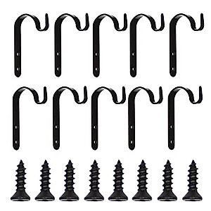 GRETD 10pcs/set Hanging Plant with Screws Easy Install Wall Hook Lantern Bracket Home Decor Hanger Rustic (Color : Black, Size : One size)