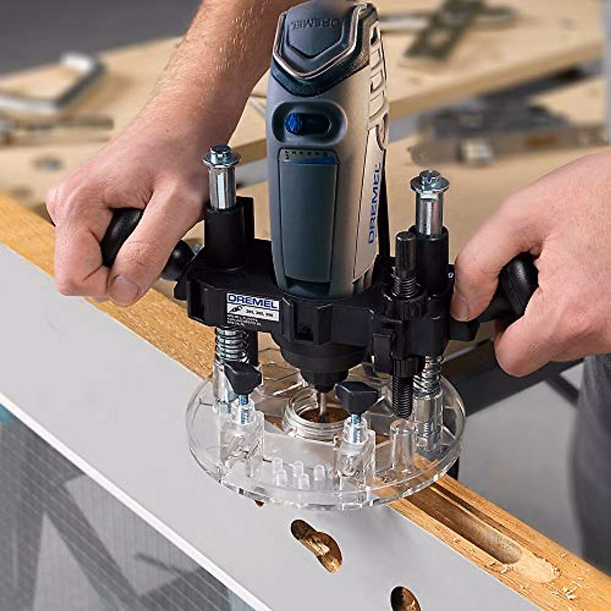 Dremel 4300-5/40 High Performance Rotary Tool Kit with LED Light- 5 Attachments & 40 Accessories- Engraver, Sander, and Polisher- Perfect for Grinding, Cutting, Wood & 335-01 Plunge Router Attachment