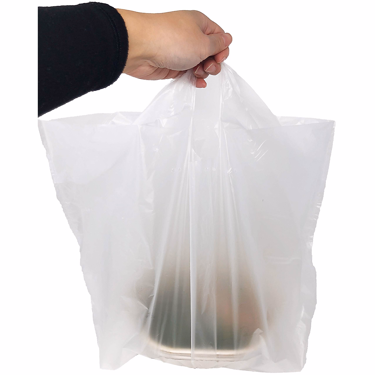 Reli. Take Out/To Go Bags (500 Count Bulk) (Medium 20" L x 9.5" W x 12" H) White Carry Out Shopping Bag, Die Cut Handle, Square Bottom, Reusable - Food Service, Restaurant, Catering, Delivery