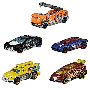 Hot Wheels 1:64 Scale Die-Cast Toy Cars 5-Pack, Set of 5 Toy Race Cars, Hot Rods, Character Cars, Rescue or Pick-Up Trucks (Styles May Vary)