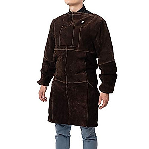 Waylander OTTAR Leather Welding Shop Apron for Men; Long Heavy Duty Work Apron