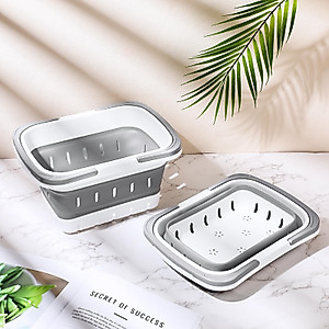 Sliner 2 Pack Portable Shower Caddy Basket with Handles,collapsible Small Storage Organizers Basket Plastic Shower Tote Basket for Cleaning Supplies College Dorm Organizer Bin(Gray)