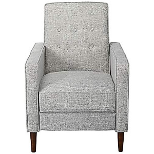 GDFStudio Macedonia Mid Century Modern Tufted Back Fabric Recliner (Light Grey Tweed).
