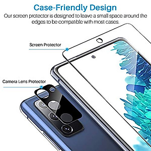 LK [3+3 Pack] 3 Pack Samsung Galaxy S20 FE 5G Screen Protector + 3 Pack Black Camera Lens Protector, 9H Tempered Glass for Galaxy S20 FE, Easy Installation, Bubble Free [Not Fit for Galaxy S20]