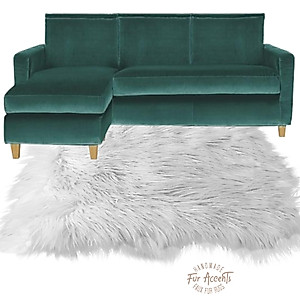 Fur Accents Luxury, Icelandic Sheepskin, Faux Fur Rectangle Area Rug - Natural Look and Feel - Long Hair Shag - Pelt Rug - Designer Art Rugs Handmade to Order USA (5'x6', White)