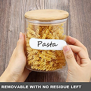 132 Pieces Removable Food Labels Stickers Waterproof Kitchen Labels for POP Food Storage, Home Organization with Marker Pen, 3 Sizes (Silver)