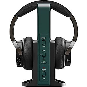 Caymuller Wireless Headphones for TV Watching with 2.4G Digital RF Transmitter Charging Dock Hi-Fi Soft Over-Ear Headset Ideal for Seniors or own Zone, Easy Plug and Play 160ft Range No Audio Delay