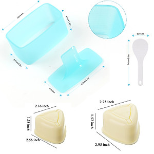 3 Pack Onigiri Sushi Maker Mold, Non Stick Musubi Maker Press, Triangle Rice Ball Mold Sushi Makers (Large & Small) with 2 Pack Small Rice Paddles