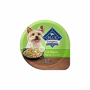 Blue Buffalo Delights Natural Adult Small Breed Wet Dog Food Cup, Filet Mignon Flavor in Hearty Gravy 3.5-oz (Pack of 12)