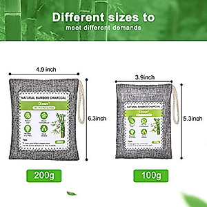 Dimux Bamboo Charcoal Bags for Home Car Closet Office Kitchen Fridge 5 Packs(3x200g+2x100g)