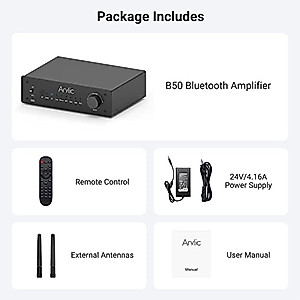 Arylic B50 Bluetooth aptX HD Stereo Amplifier with Audio Transmitter, 2 Channel 50W*2 Amplifier with HDMI ARC, Phono in and Free GO Control APP.Support 192Khz/24bits HD Music Transmission & Reception.