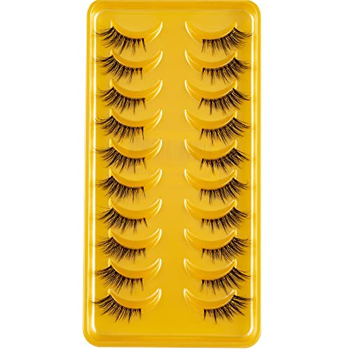 HICOCU Half False Eyelashes Clear Band Russian Strip Lashes D DD Curl Fluffy Mink Lashes Natural Wispy Mink Eye Lashes Pack Reusable Fake Eyelashes Extension 10 Pairs… (HAY-008S)