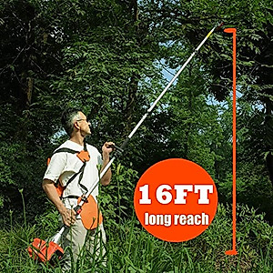 MAXTRA Gas Powered Pole Saw, 90-180 Rotatable Cordless Extension Chainsaw for Tree Trimming with 3.6ft Extension Pole Reach to 16 feet for Tree Limb Branches Pruning, Adjustable Saw Head