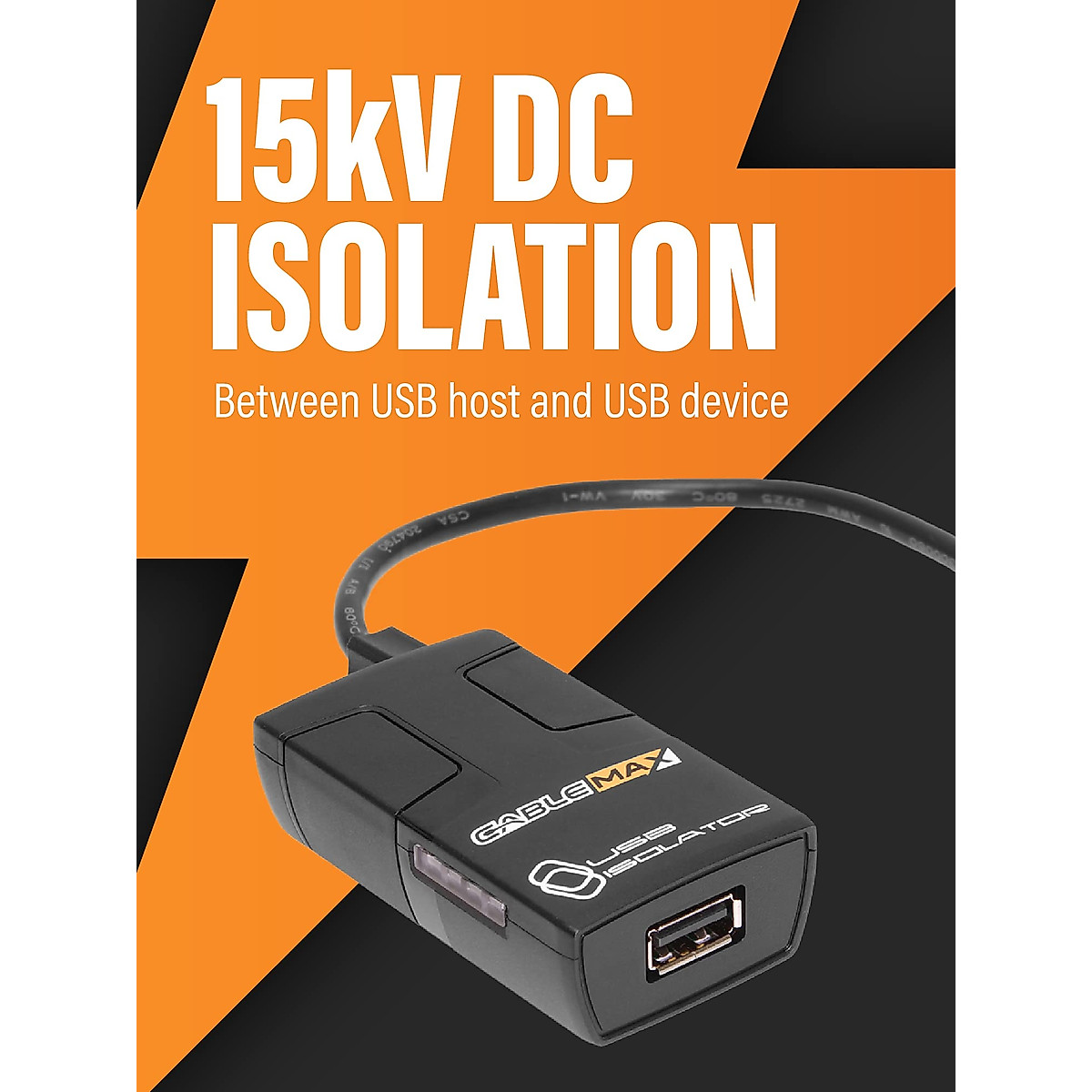 Cablemax USB 2.0 Isolator - Hi-Speed 480Mbps, Surge Protection, No Drivers Needed - Plug & Protect Your Investment