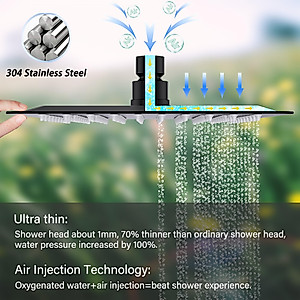 YCAIKOI Matte Black Shower System, 8 Inch High Pressure Rain Shower with Handheld, Wall Mount Shower Faucet Set for Bathroom, Rough-in Valve Body and Trim Included