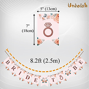 Uniwish Bride to Be Banner for Bridal Shower Decorations Garland Engagement Bachelorette Party Supplies Wedding Photo Booth Prop