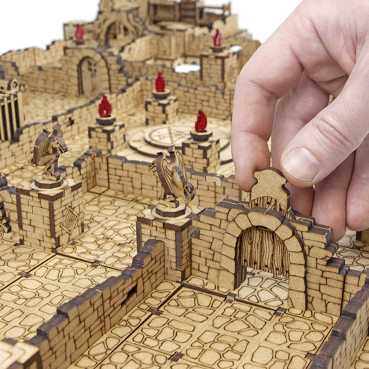 TowerRex 3D Modular Battle Map D&D Terrain - dnd accessories, set for Dungeons & Dragons, Pathfinder, Warhammer, Tabletop battle mat grid, wargaming terrain, TTRPG Scenery kit for 28mm 32mm miniatures