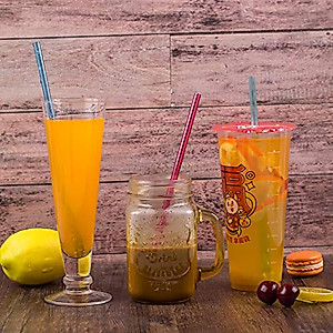 12 Pieces 11 Inches Reusable Plastic Straws for Tall Cups and Tumblers, BPA-Free Unbreakable Clear Colored Replacement Drinking Straws with 1 Cleaning Brush, Not Dishwasher Safe