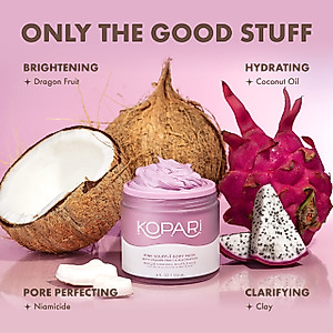 Pink Soufflé Body Mask With Niacinamide, Kaolin Clay, Dragon Fruit & Coconut Oil, Great for Dry Skin, Clarifies, Reduces Appearance of Pores, Helps Reduce Acne & Cellulite, Whipped Texture, 8 Oz