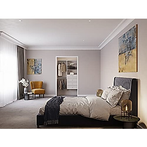 Closet Kit with Hanging Rods, Shelves & Drawers - Corner Closet System - Closet Shelves - Closet Organizers and Storage Shelves (White, 51 inches Wide) Closet Shelving