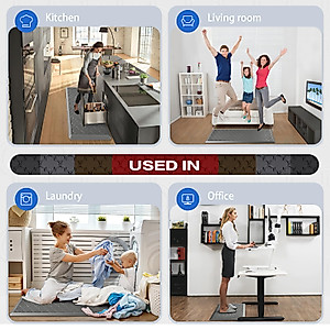 Villsure Kitchen Mat and Rugs, Cushioned Anti Fatigue Kitchen Mats, 1/2 Inch Thick Waterproof Non-Slip Kitchen Runner Rug, Heavy Duty Ergonomic Comfort Standing Desk Mat for Kitchen, Office, Laundry